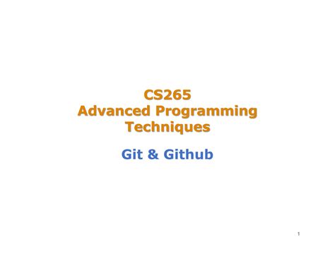 Git Lecture 8 CS Advanced Programming Techniques Git Github