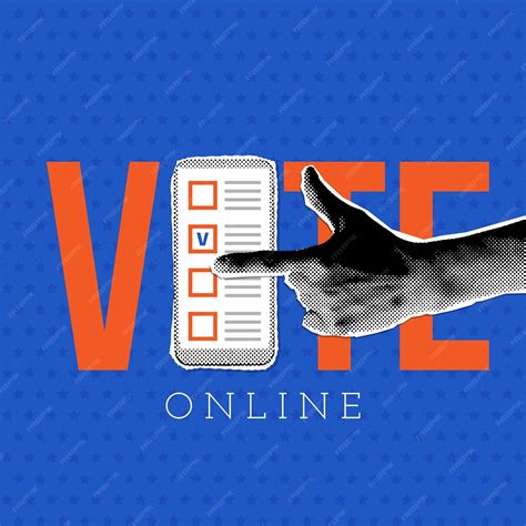 Premium Vector Hand Touching Smartphone With Voting App On The Screen Typographic Vote Online