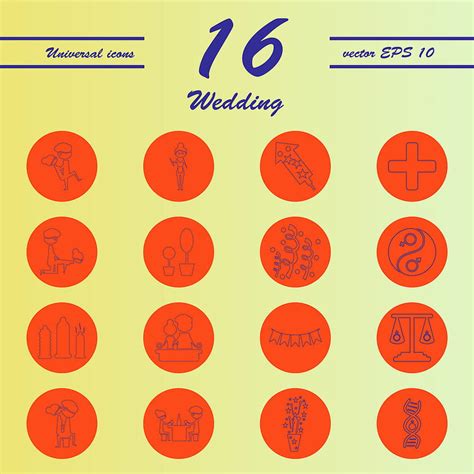 현대 선 스타일 벡터에서 웨딩 아이콘 세트 Eps Ai Uidownload