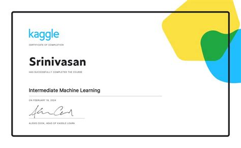 Srini Vasan On Linkedin Srinivasan Completed The Intermediate Machine Learning Course On Kaggle