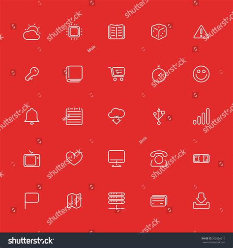 Set Thin Icons Style Lines Vector Stock Vector Royalty Free 203826610 Shutterstock