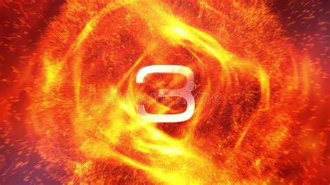 Five Seconds Countdown With Abstract Fire Energy Tunnel Stock Video