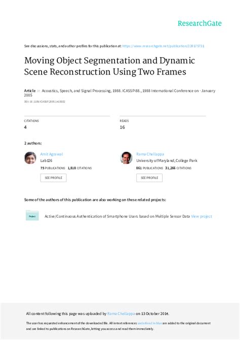pdf moving object segmentation and dynamic scene reconstruction using