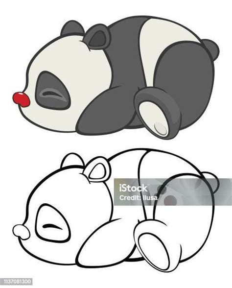 당신이 디자인 및 컴퓨터 게임에 대 한 귀여운 만화 캐릭터 팬더의 벡터 일러스트 레이 션 색칠 하기 책 개요 세트 곰에 대한