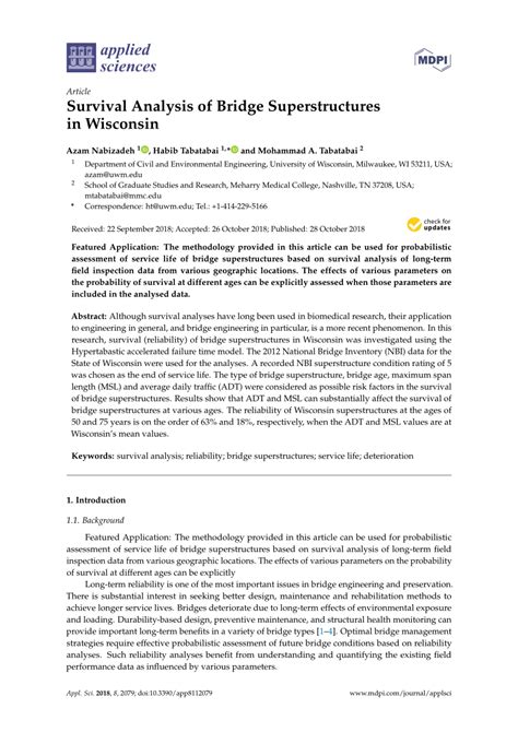 Pdf Survival Analysis Of Bridge Superstructures In Wisconsin