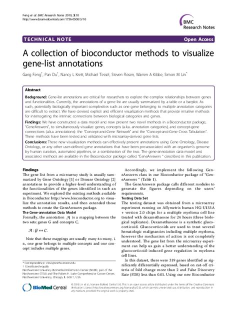 Pdf A Collection Of Bioconductor Methods To Visualize Gene List Annotations