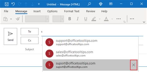 remove entries from the autocomplete list microsoft outlook 365