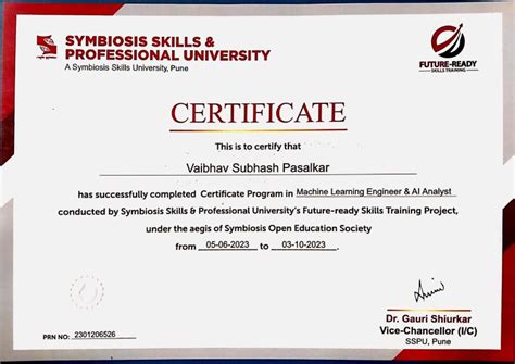 Vaibhav Pasalkar On Linkedin Certified Machinelearning Ai
