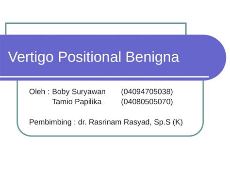 ppt vertigo positional benigna dokumen tips