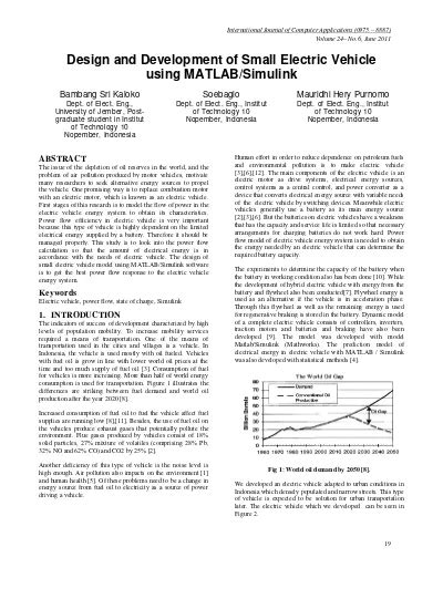 Design And Development Of Small Electric Vehicle Using MATLAB Simulink