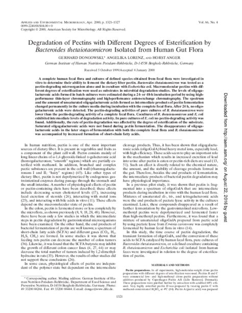 Pdf Degradation Of Pectins With Different Degrees Of Esterification