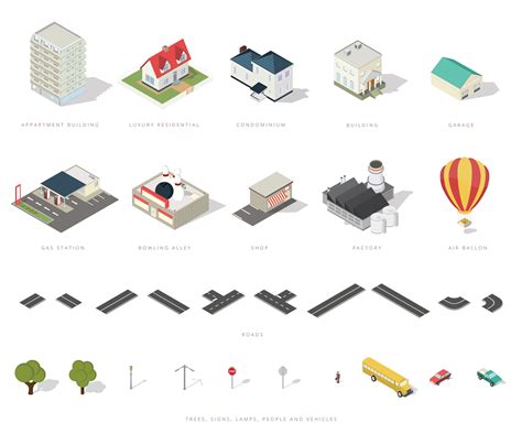 Free Isometric Map Elements Isometric City Map Builder Vector Map