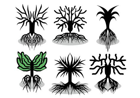 Tree With Roots Vector Set Vector Art At Vecteezy