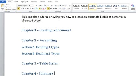 how to make automated table of contents in microsoft word intended for