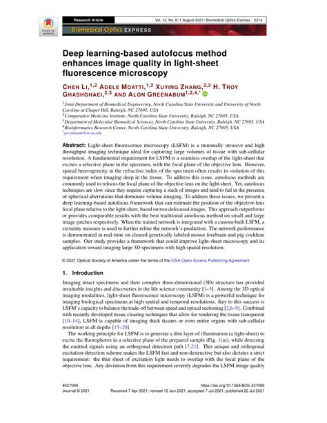 Pdf Deep Learning Based Autofocus Method Enhances Image Quality In