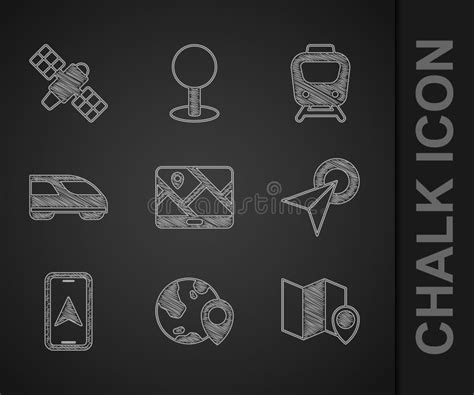 Set City Map Navigation Location The Globe Folded With Location