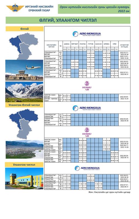 Орон нутгийн нислэгийн зуны цагийн ХУВААРЬ