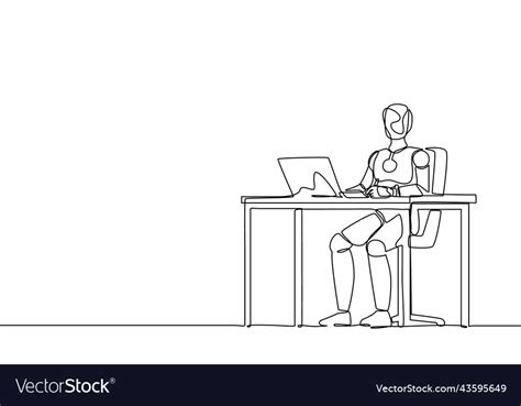 Single Continuous Line Drawing Robot Writing Vector Image