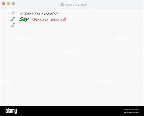 Rexx Language Hello World Program Sample In Editor Window Illustration