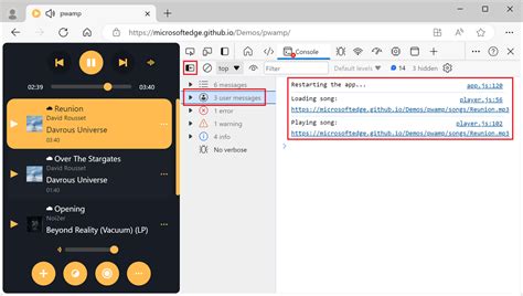 referência de funcionalidades da consola microsoft edge developer