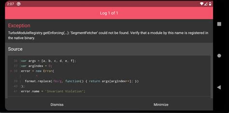 React Native Invariant Violation Turbomoduleregistrygetenforcing Segmentfetcher