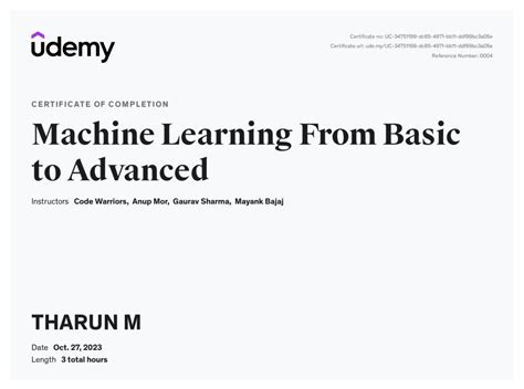 Tharun M On Linkedin Udemy Course Completion Certificate