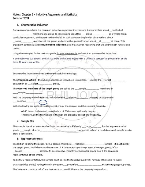Notes Chapter 5 002725714 Notes Chapter 5 Inductive Arguments And Statistics Summer 2024 I