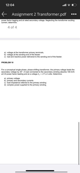 Solved SINGLE PHASE POWER TRANSFORMERS PROBLEM A KVA Chegg