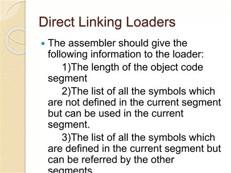 Direct Linking Loaders Ppt