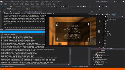 tower game starter kit how to debug in wp8 youtube