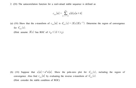solved 20 ﻿the autocorrelation function for a real valued