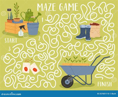 Labyrinth Maze Game Vindt Farm En Tuinbouwtools Vector Illustratie Illustration Of Tuin