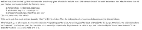 solved assume that an int variable age has been declared and