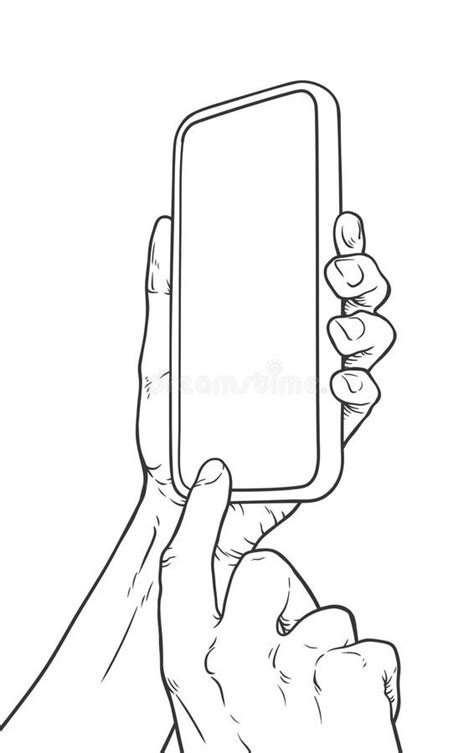 Hand Holding And Touching A Blank Smartphone Screen Stock Vector Illustration Of Finger