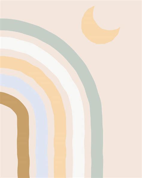 A Rainbow With A Moon And Sun In The Background Wallpaper Wallpapersok