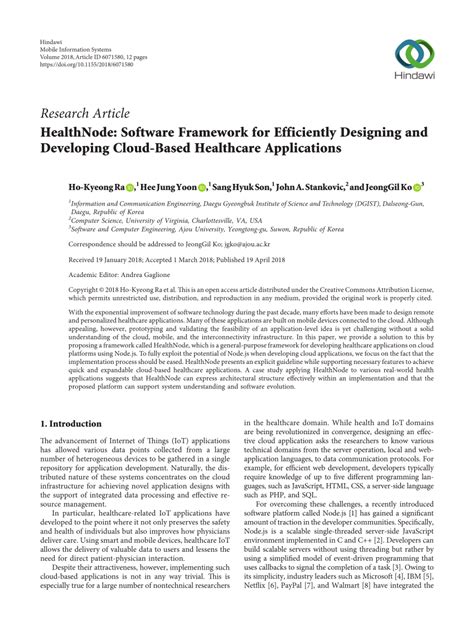 pdf healthnode software framework for efficiently designing and