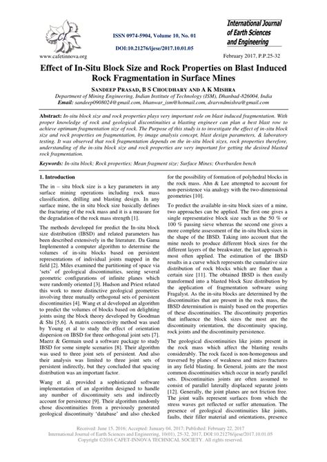 Pdf Effect Of In Situ Block Size And Rock Properties On Blast Induced