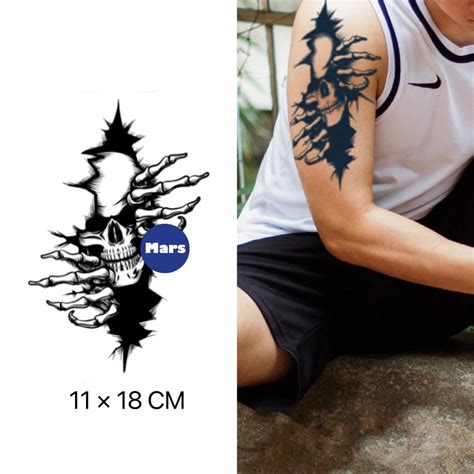 【mars Tattoo】ใหม่ สติกเกอร์รอยสักชั่วคราว ลายโครงกระดูก กึ่งถาวร ใช้ได้