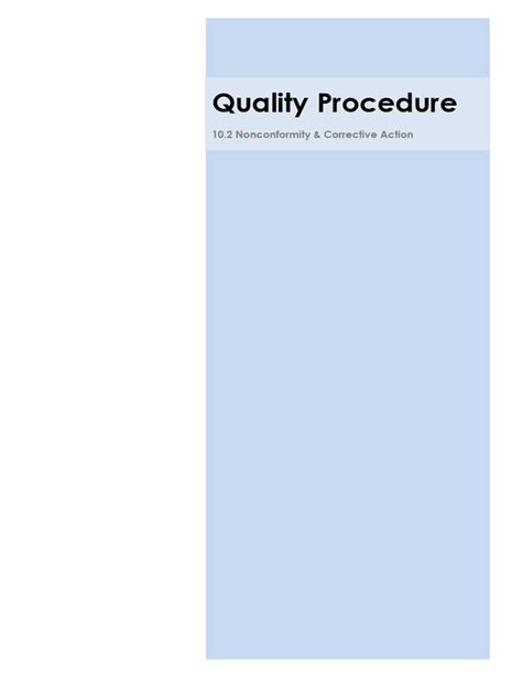 Nonconformity And Corrective Action Procedure Pdf Performance Indicator Business