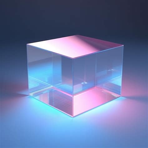 Premium Photo A Close Up Of A Glass Cube With A Pink Light On It Generative Ai