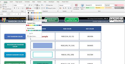 Generador De Paleta De Colores Plantilla De Excel Muestras De Color