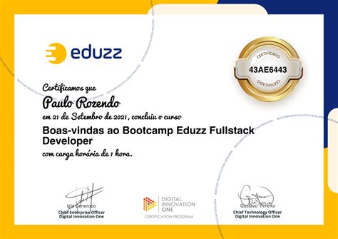 Certificados Do Bootcamp Dio Eduzz Fullstack Developer