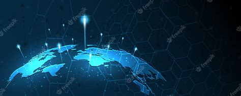 Premium Vector Global Network Connection World Map Abstract Technology Background