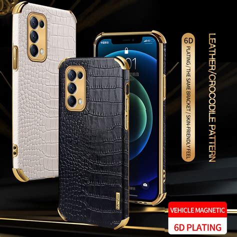 เคสโทรศัพท์หนังจระเข้กันกระแทกสําหรับ Oppo Reno 5 4 3 2f Shopee Thailand