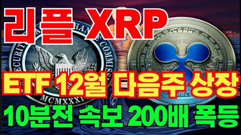 리플 Etf 12월 다음주 상장 10분전 속보 200배 폭등 리플 리플코인 리플전망 리플xrp 리플매도 리플소송 리플etf Youtube