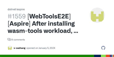 [webtoolse2e][aspire] after installing wasm tools workload it cannot