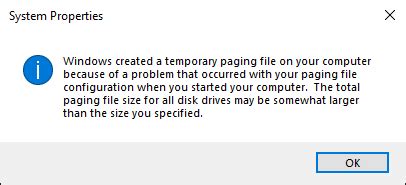 Fix Windows Created A Temporary Paging File Message At Startup Winhelponline
