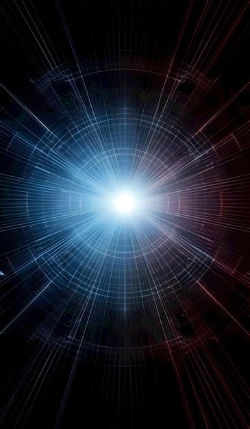 Concentric Circles Glowing Light Dark Background Circuitry Premium Ai Generated Image