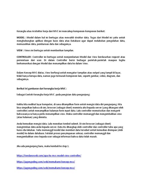 Arsitektur Kerja Dari Mvc Ini Mencakup Komponen Pdf