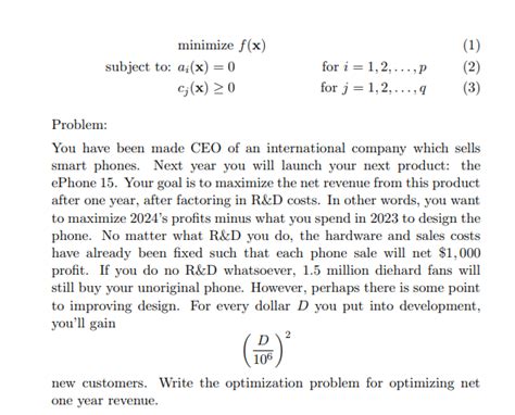 Solved Solve Problem 1 For An Unconstrained Randd Budget And